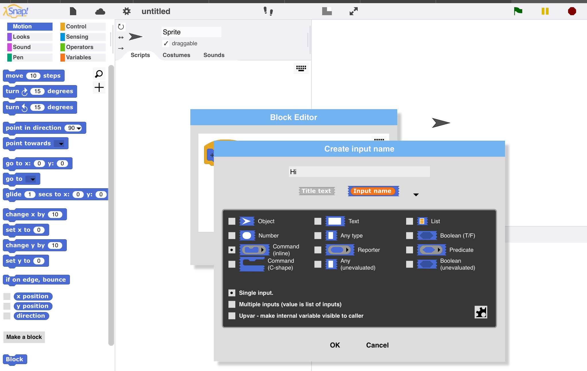 Default Value For Block And Reporter Type Input Feature Requests Snap Forum