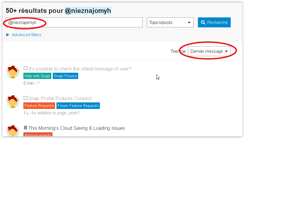 It's possible to check the oldest message of user? - Snap! Forums ...